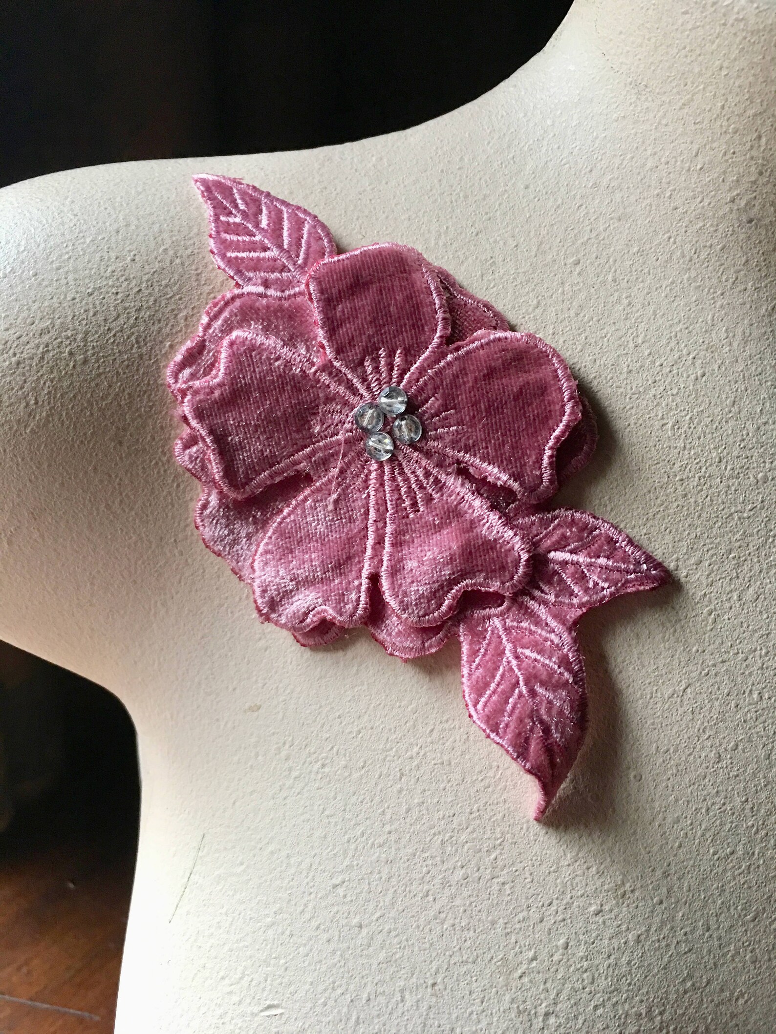 2 Rose Pink Appliques Velvet Flower for Lyrical Dance Ballet - Etsy