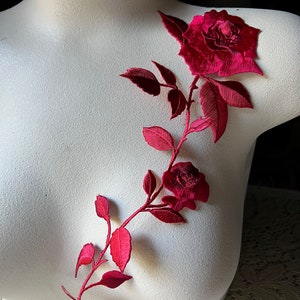 RED Rose Long Stem Applique Iron on for Lyrical Costumes, Garments ...