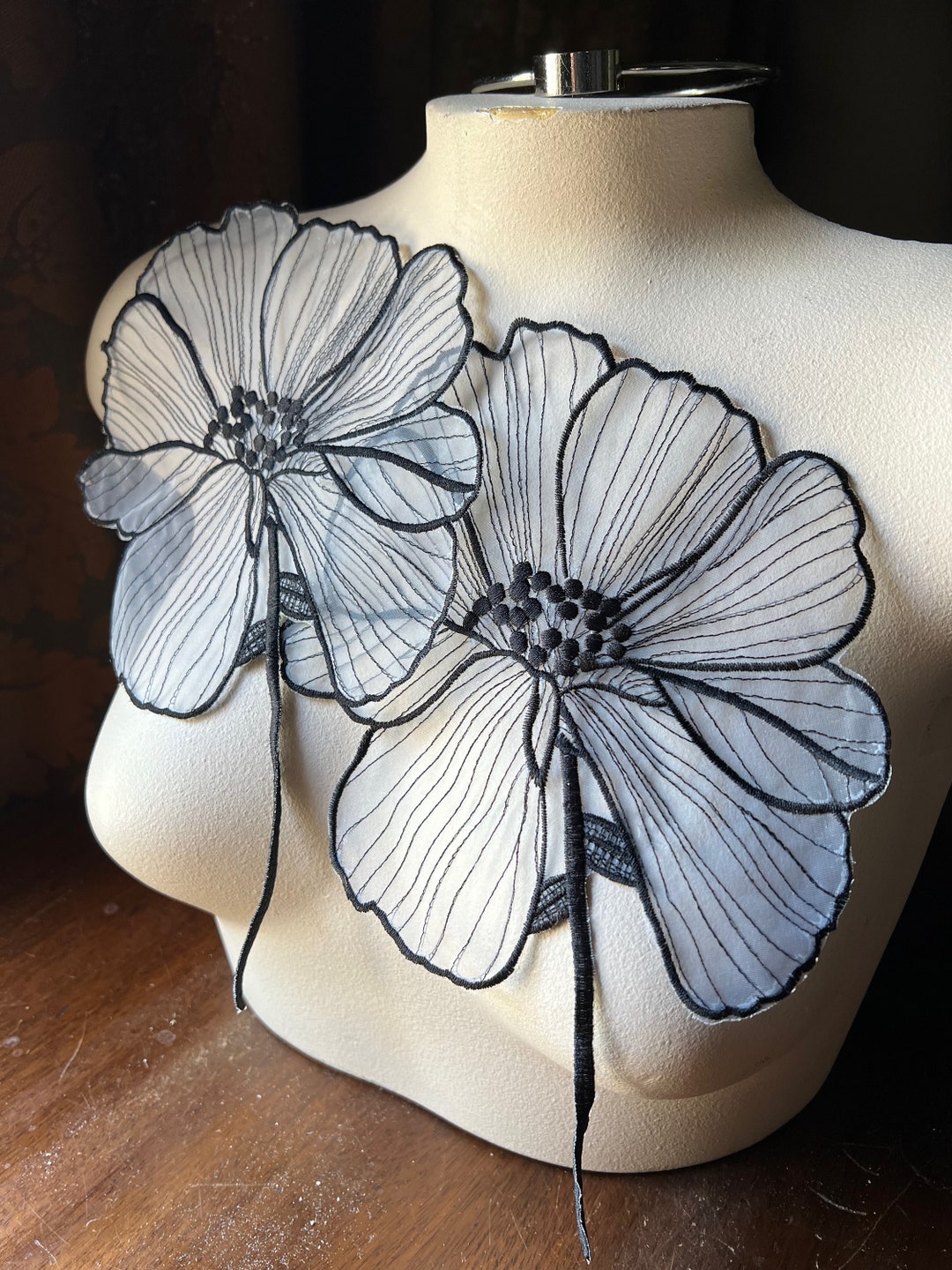2 Pieces Black Lace Applique Flowers for Lyrical Dance, Ballet ...