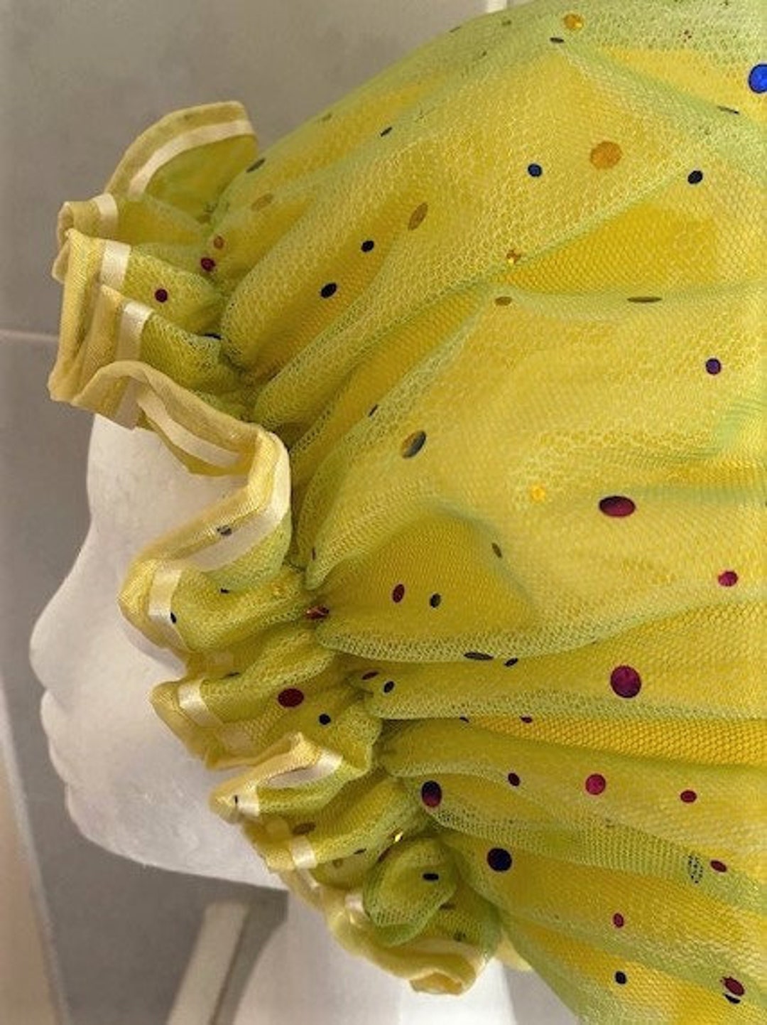 SHOWER CAP LUXURY Glitz Yellow With Multi Colored Spots - Etsy