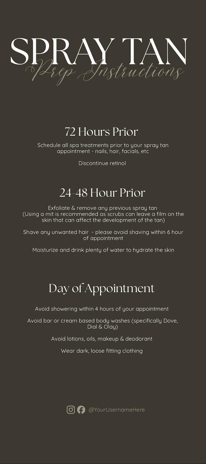 Spray Tan Prep Kit Card Template for Canva - Etsy