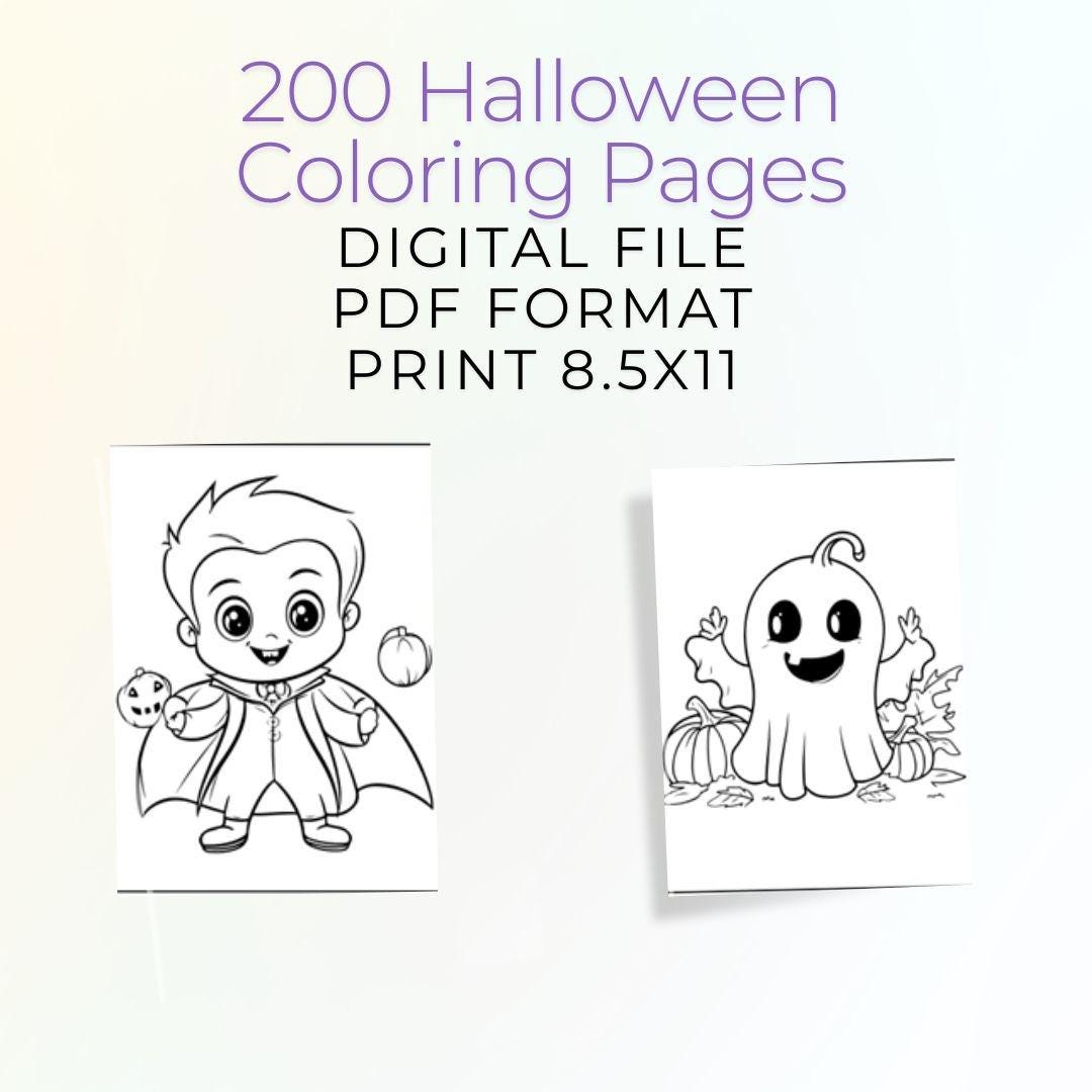 Halloween Coloring Pages for Kids 200 Pages - Etsy