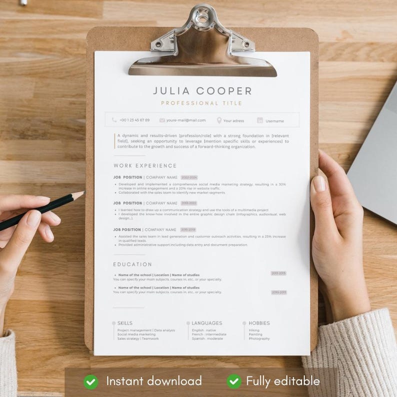 Canva Professional Resume Template, Elegant and Classy Design Cv ...
