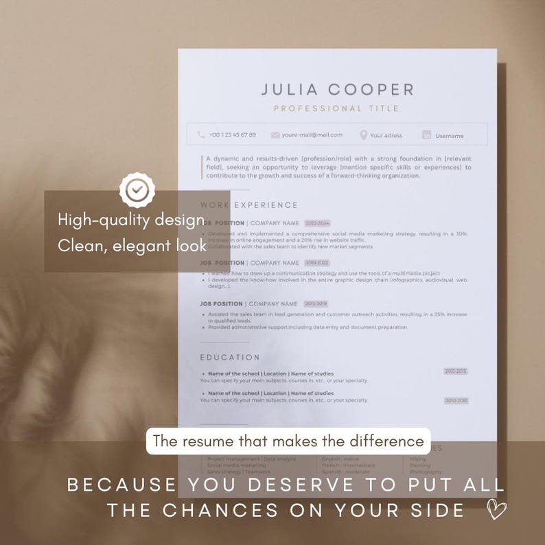 Canva Professional Resume Template, Elegant and Classy Design Cv ...