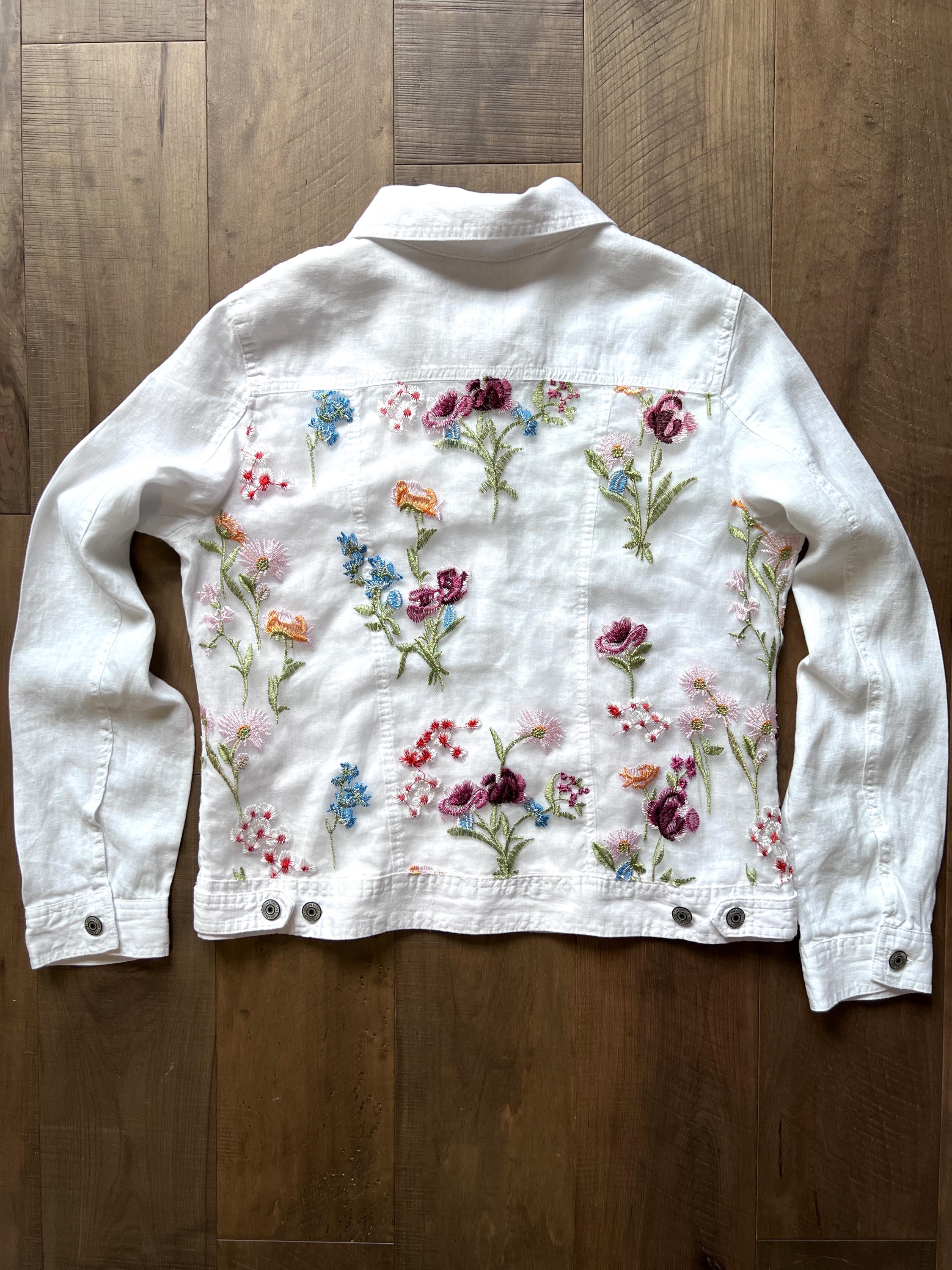 Vintage Style Jones New York Floral Embroidered Mesh Overlay White ...