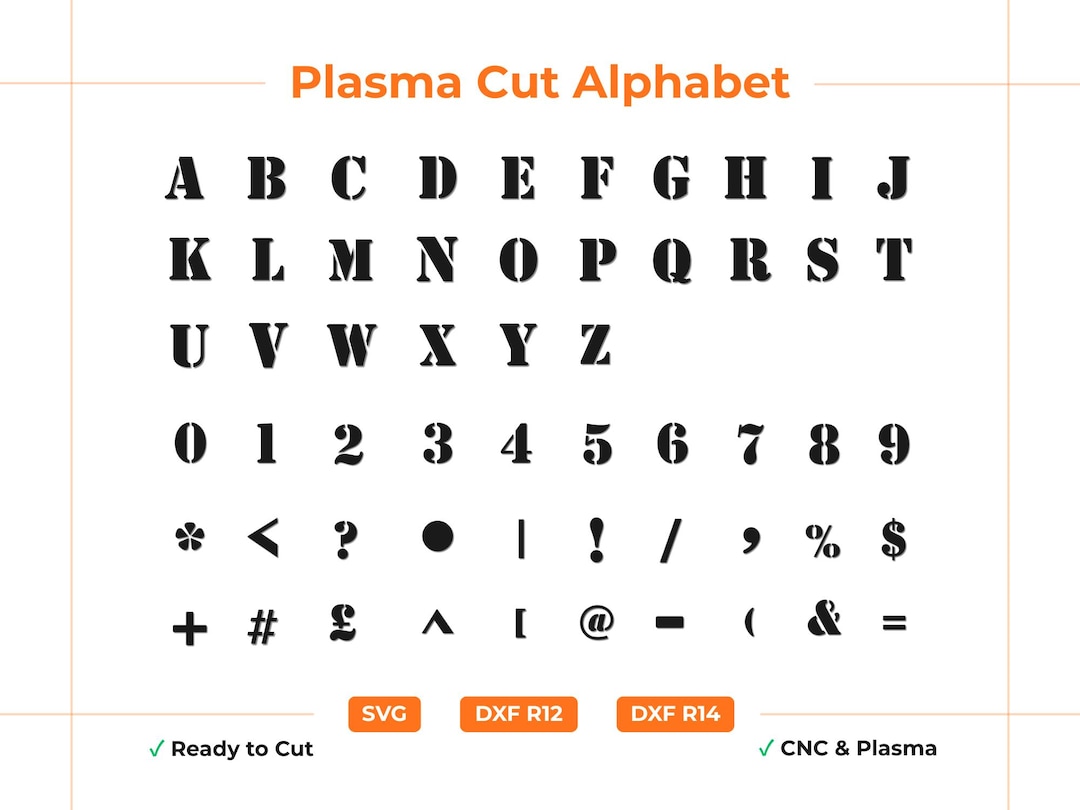 CNC Plasma Cut Alphabet, Stencil Letters & Numbers, SVG DXF Files for ...
