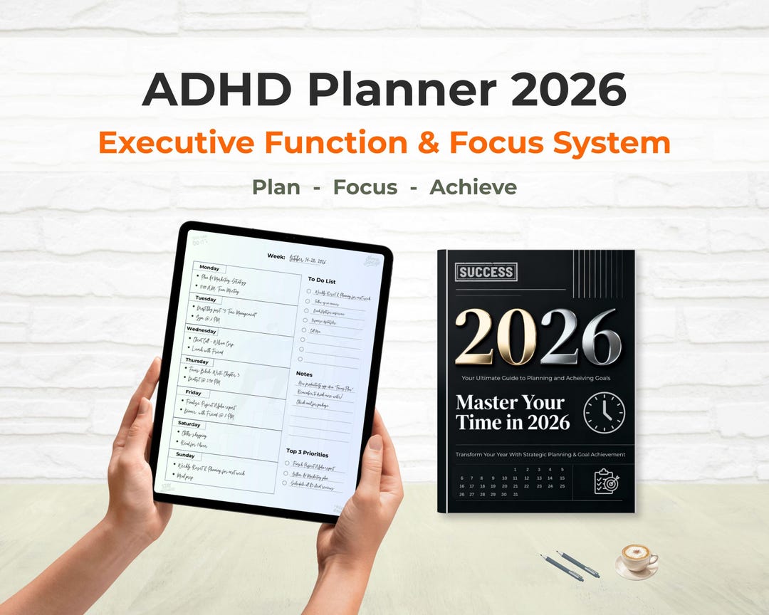 ADHD Planner 2026 for Adults, Executive Function & Focus System ...