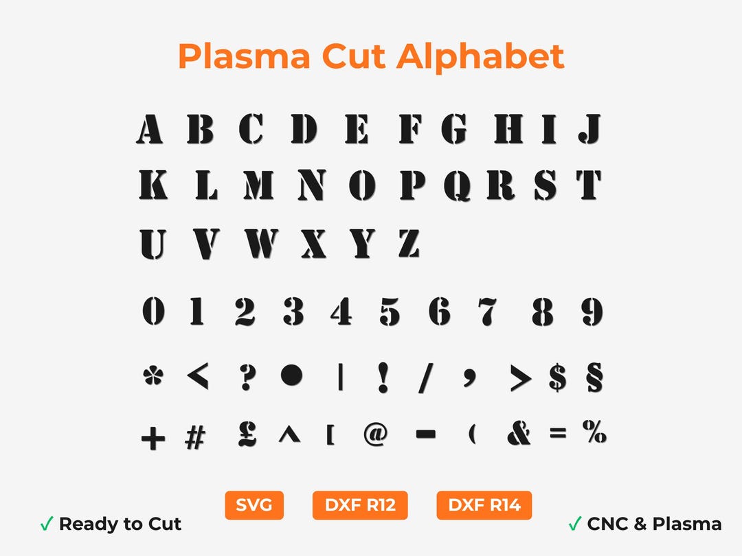 CNC Plasma Cut Alphabet, Stencil Letters & Numbers, SVG DXF Files for ...