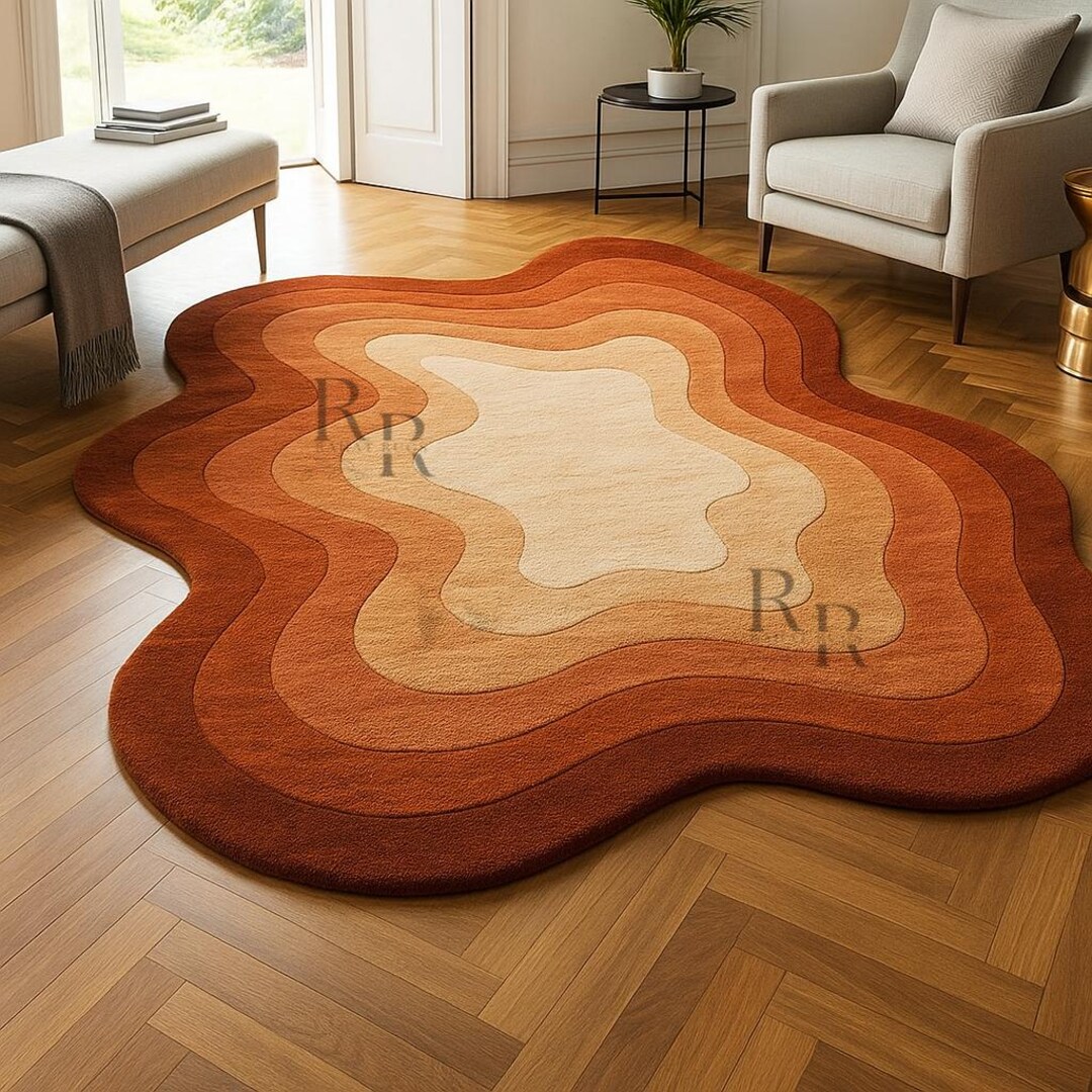 Modern Hand-tufted Rug, Irregular Shape, 8x10 – Gradient Area Carpet ...