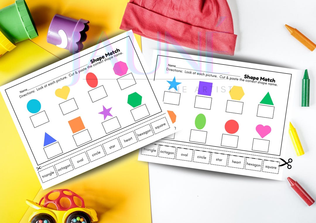 Shapes Match Cut and Paste Activity - Fun Sorting Worksheet for Kids - Etsy
