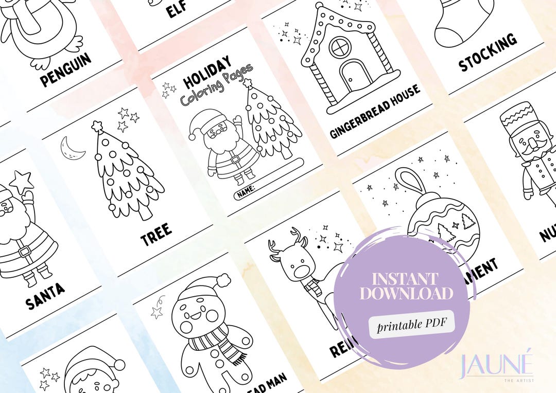 Holiday Coloring Pages for Kids | Instant Download PDF - Etsy