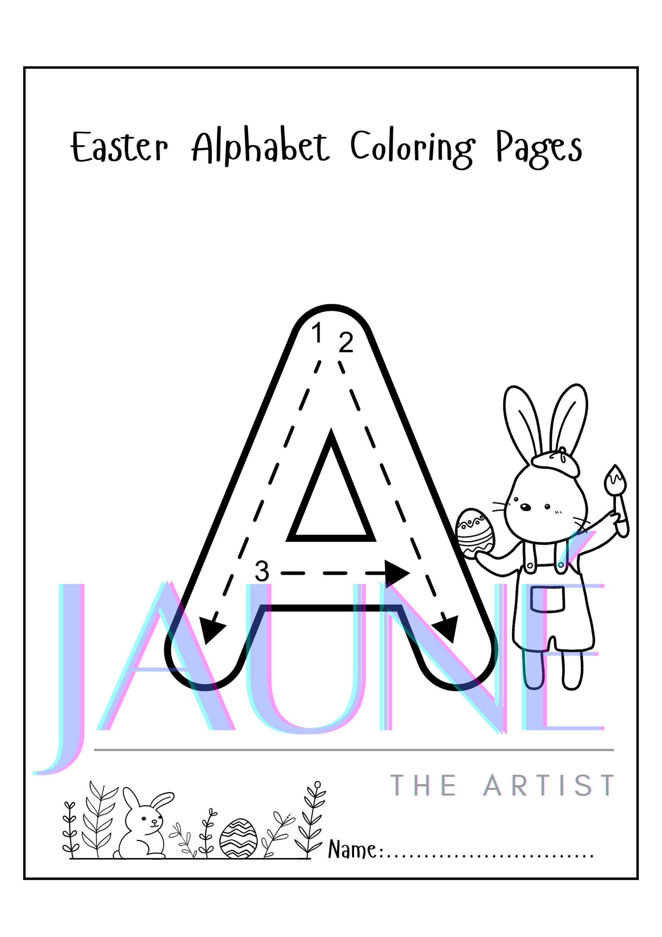 Easter Alphabet Tracing Coloring Pages for Kids - Etsy
