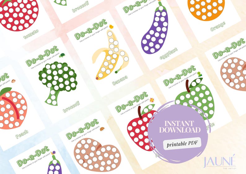 Do-a-dot Printable Worksheets for Toddlers | Fruits & Vegetables Dot ...
