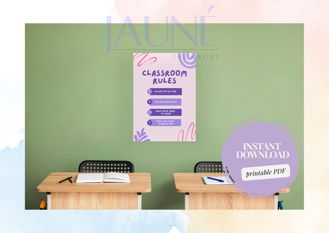 Classroom Rules Poster for Kids – Printable Wall Decor for Teachers - Etsy