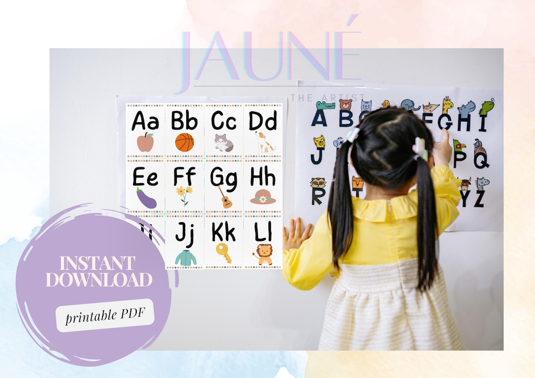 Colorful Alphabet Wall Poster With Illustrations – Uppercase ...