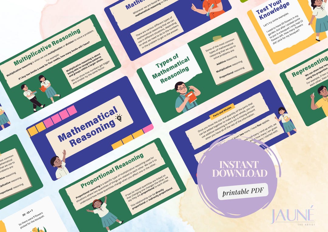 Mathematical Reasoning Worksheets for Kids - Printable PDF - Etsy