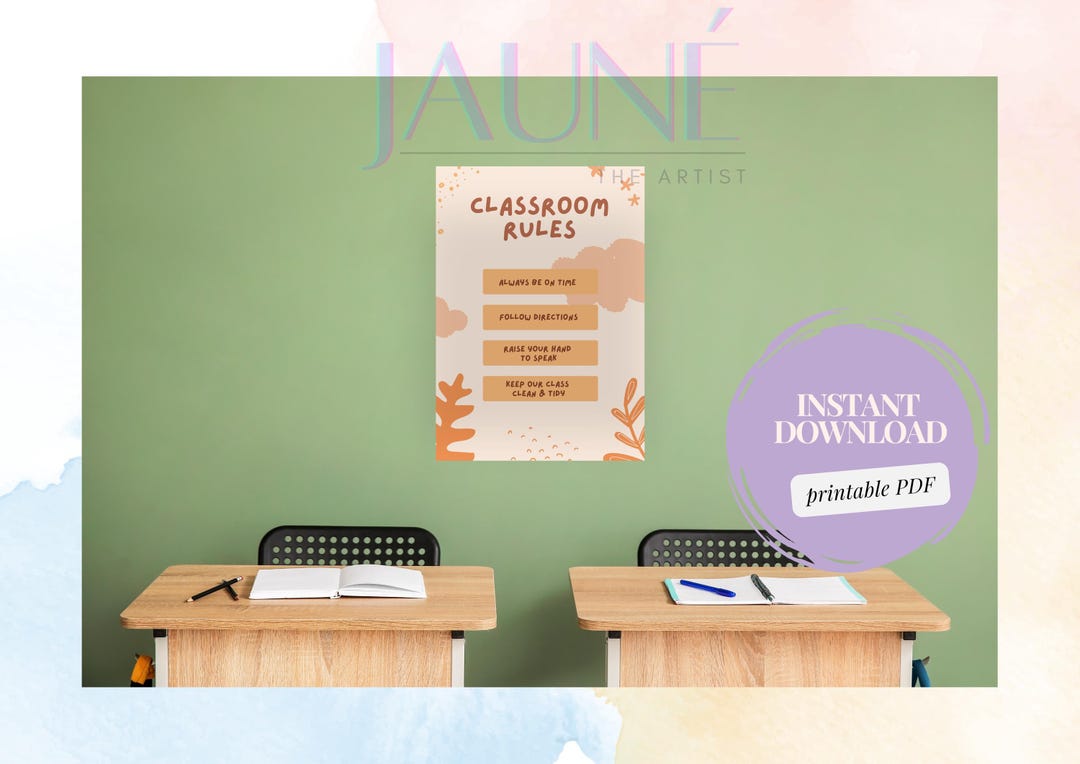 Classroom Rules Poster for Kids – Printable Wall Decor for Teachers - Etsy