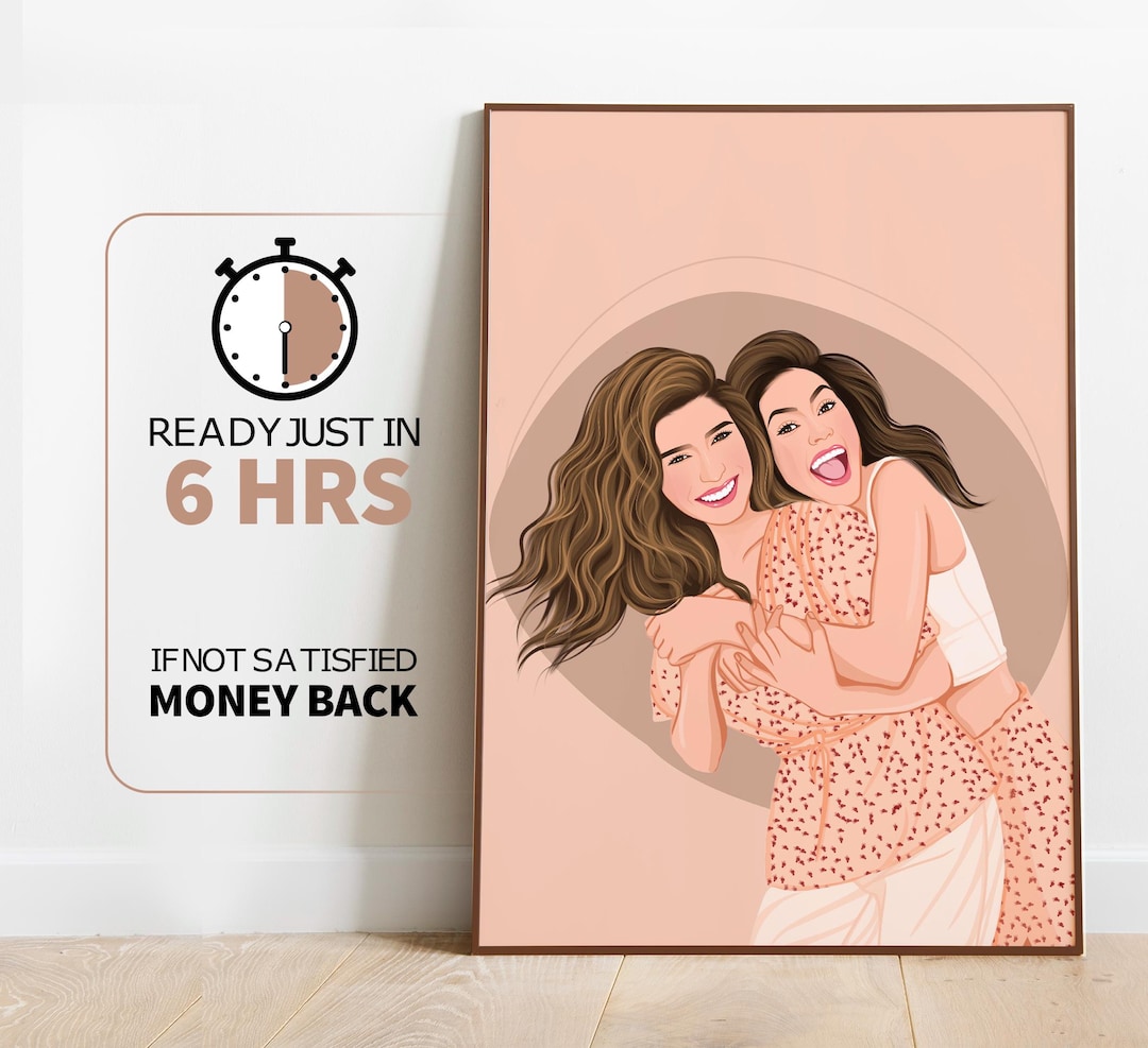 Best Friend Portrait, Faceless Portrait, Custom Illustration, Portrait ...