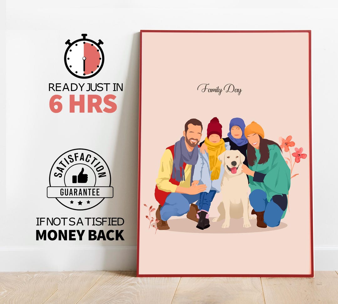 Personalized Family Portrait, Custom Portrait, Anniversary Photo Print ...