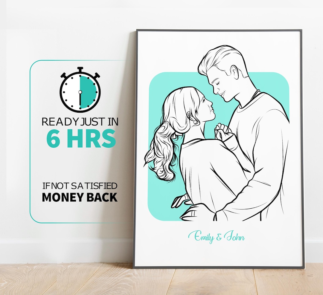 Custom Couple Line Drawing, Couple Portrait, One Line Drawing From ...