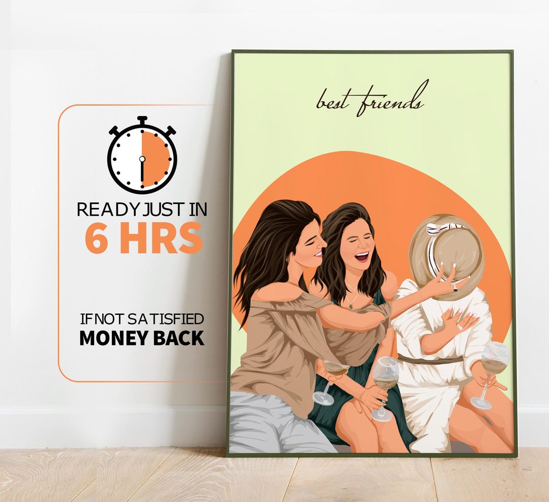 Custom Best Friend Portrait, Best Friend Gift, Faceless Portrait Print ...