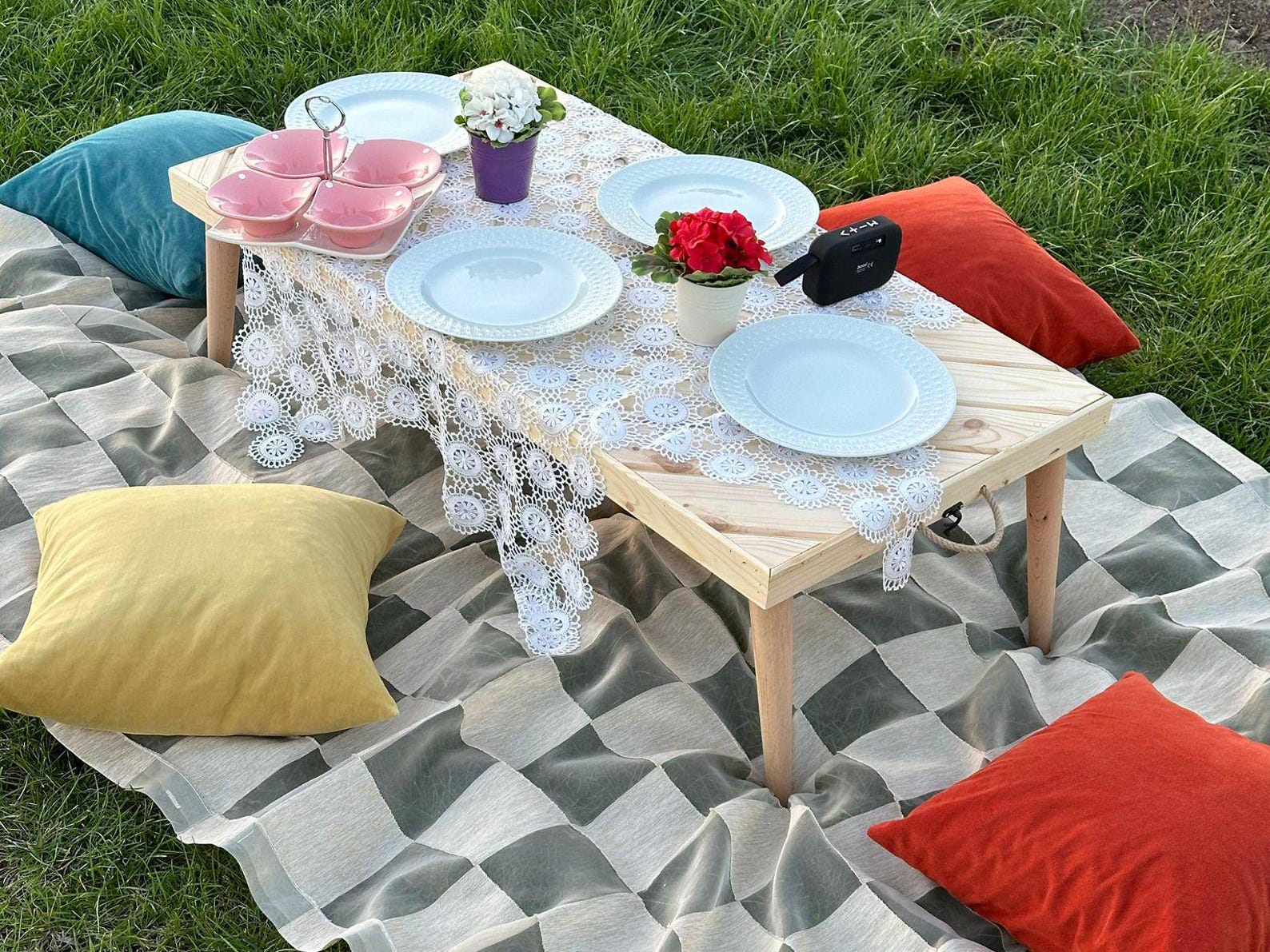 Handmade Solid Wood Picnic Table: Low Boho Table - Etsy