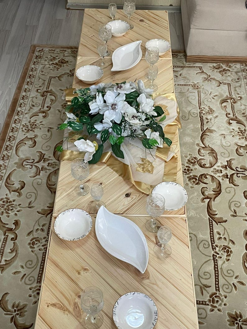 Handmade Wooden Folding Picnic Table: Boho Low Dining Table - Etsy