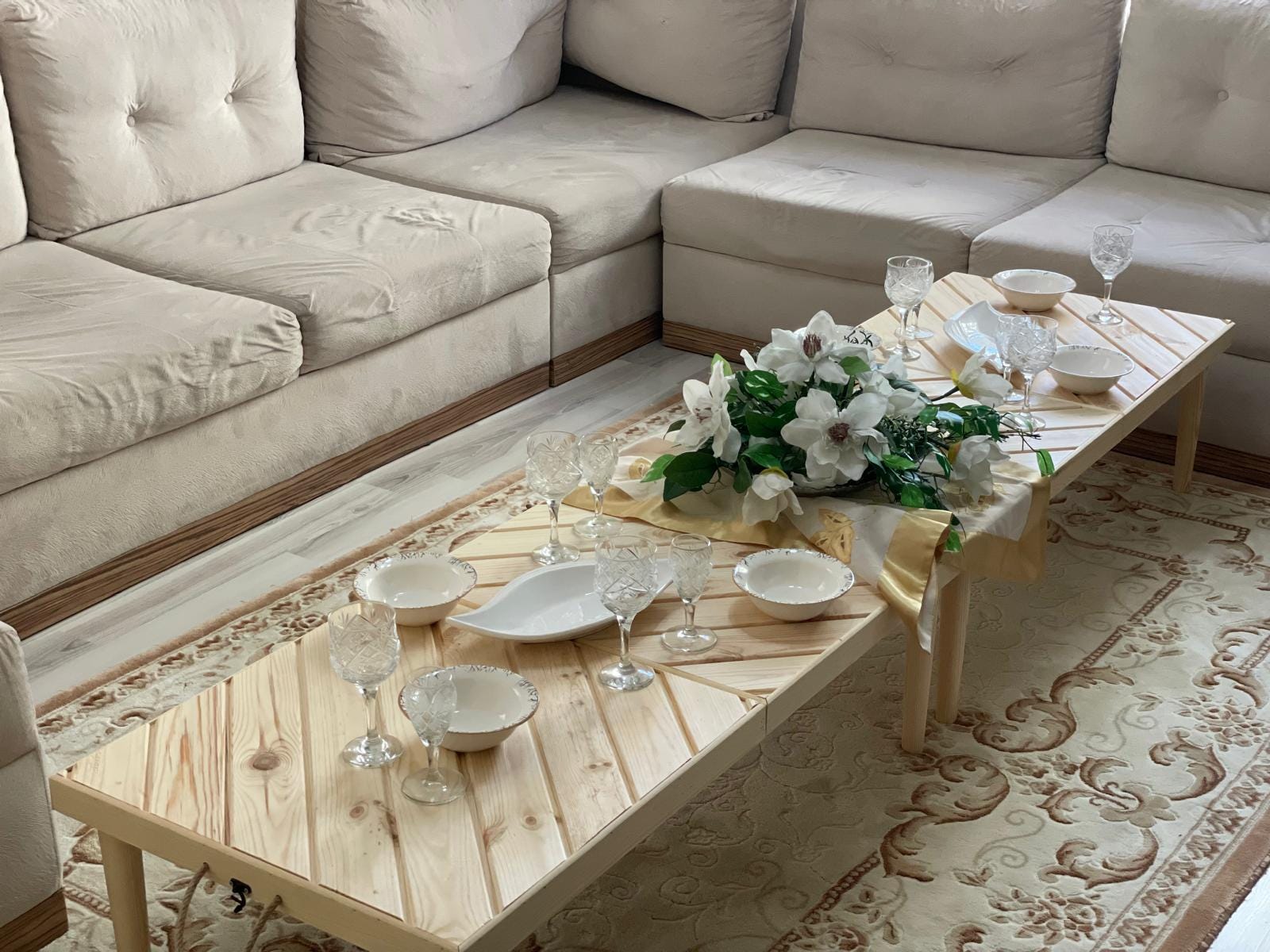 Handmade Pine Wood Folding Picnic Table, Low Boho Dining Table - Etsy