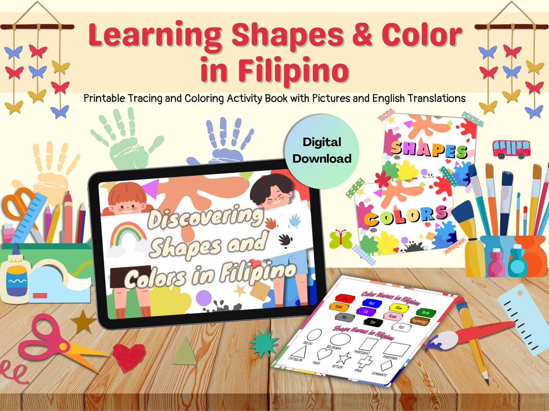 Printable Filipino Shapes and Colors Learning Pack for Kids | Tracing ...