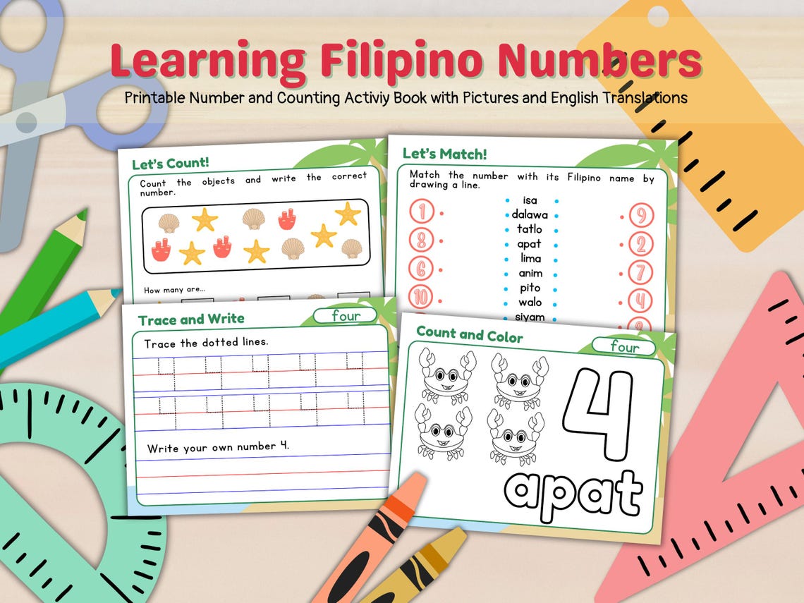 Printable Filipino Numbers Learning Pack for Kids | Tracing, Counting ...