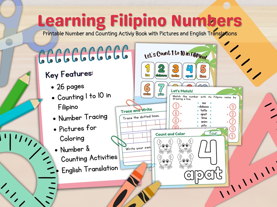 Printable Filipino Numbers Learning Pack for Kids | Tracing, Counting ...