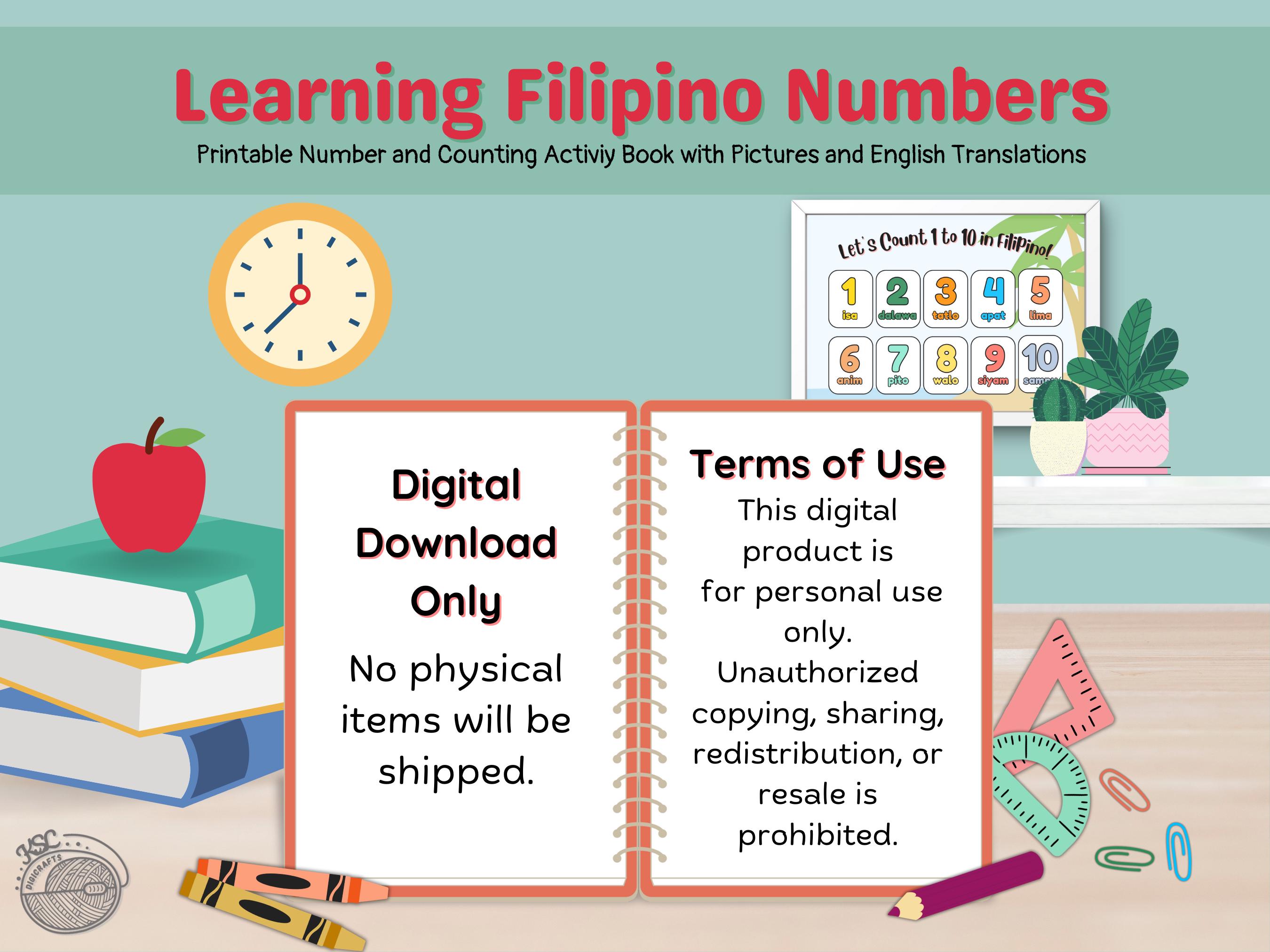 Printable Filipino Numbers Learning Pack for Kids Tracing, Counting ...