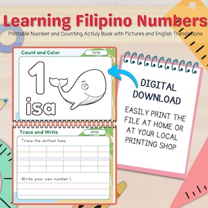 Printable Filipino Numbers Learning Pack for Kids | Tracing, Counting ...