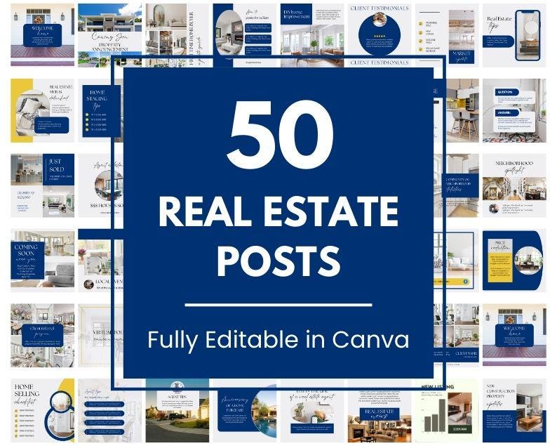 50 Original Real Estate Canva Templates | Customizable Social Media ...