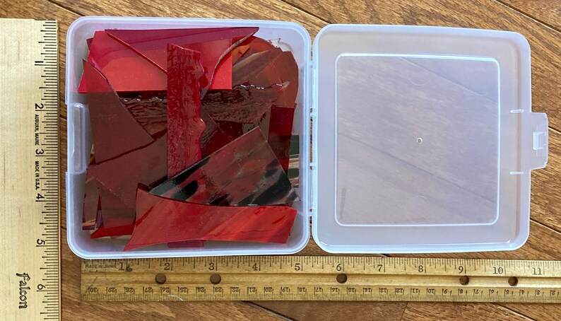 96 COE Red Fused Glass Scrap Selection in Clear Snap Top Box - Etsy