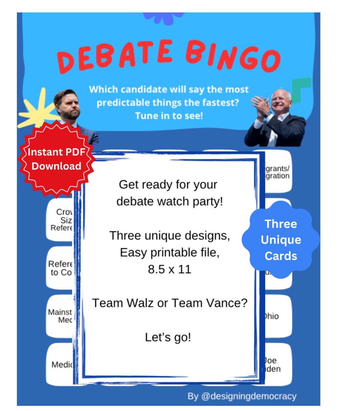 Vice Presidential Debate Bingo Cards 2024 - Etsy