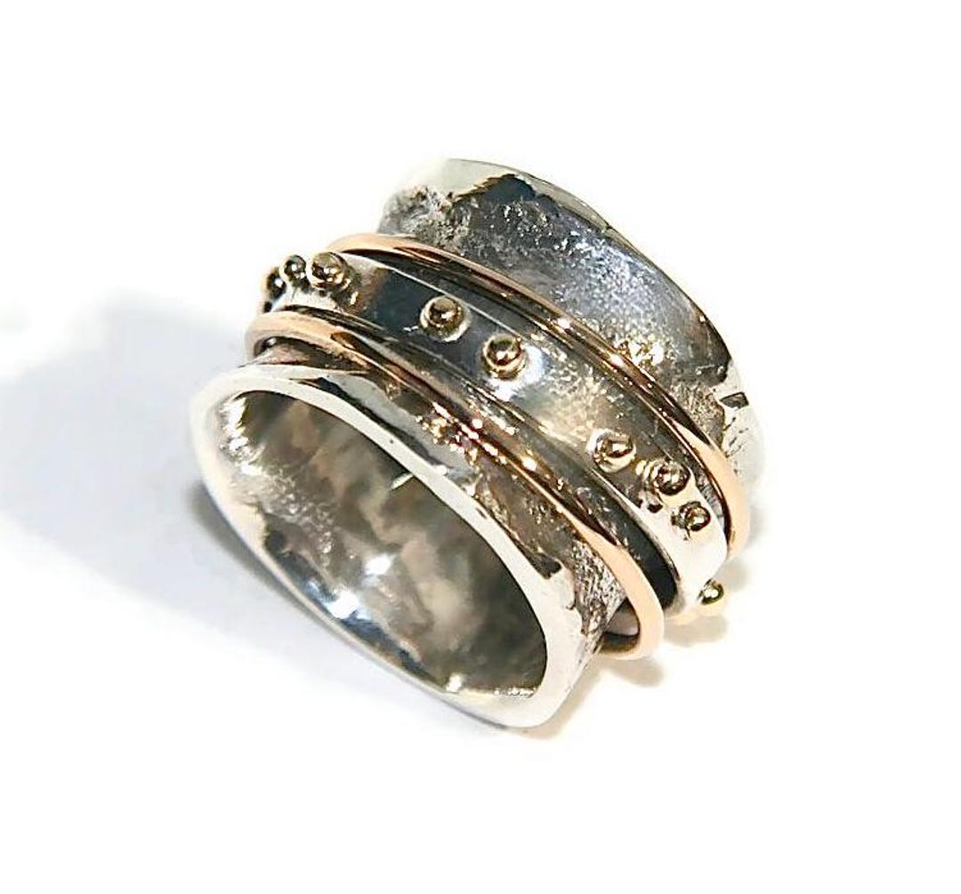 Reticulated Ring With Gold Filled Spinner and Bronze Accent - Etsy