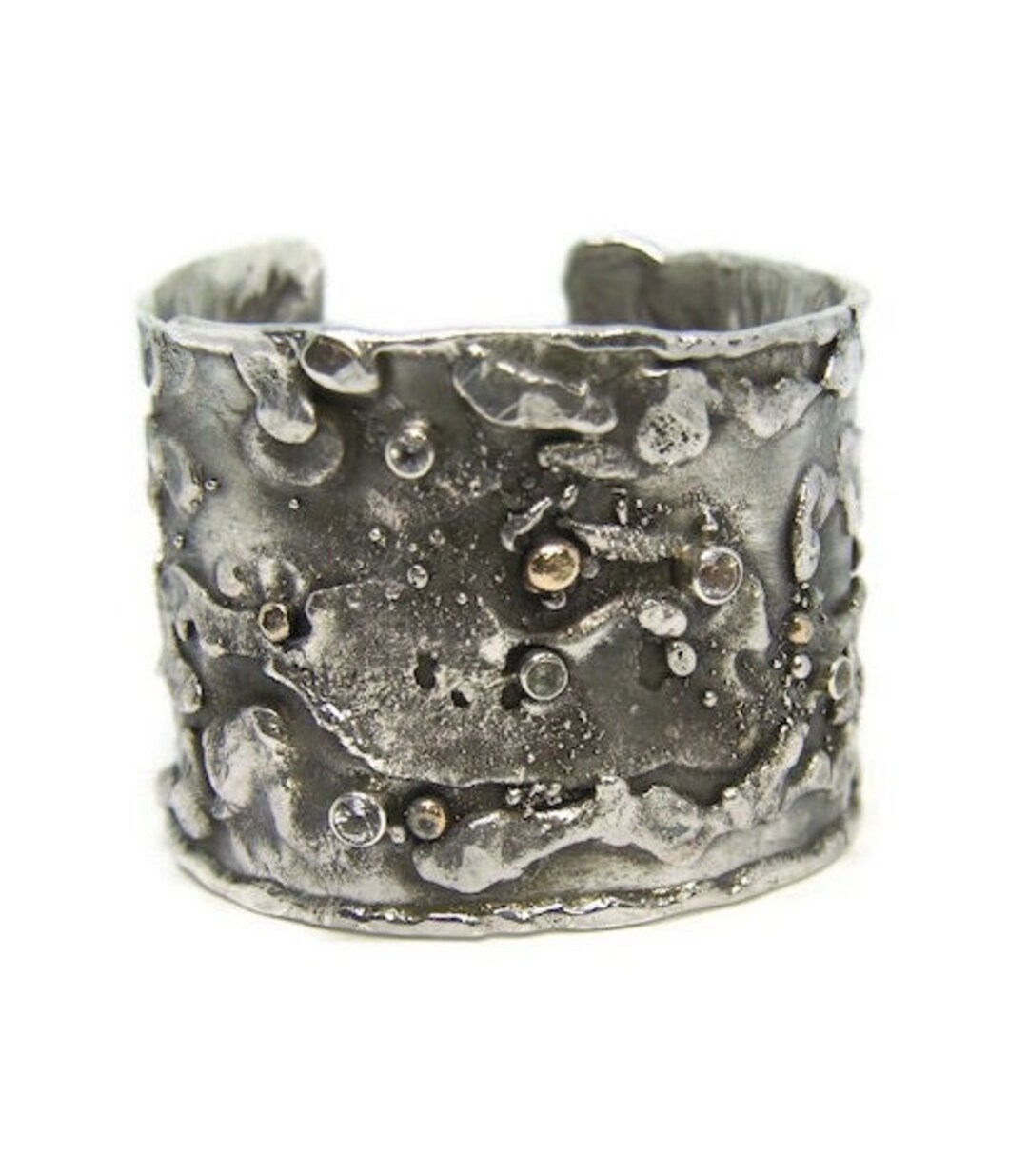 Ladies Wide Fused Statement Cuff With Bronze and Stone Accents - Etsy
