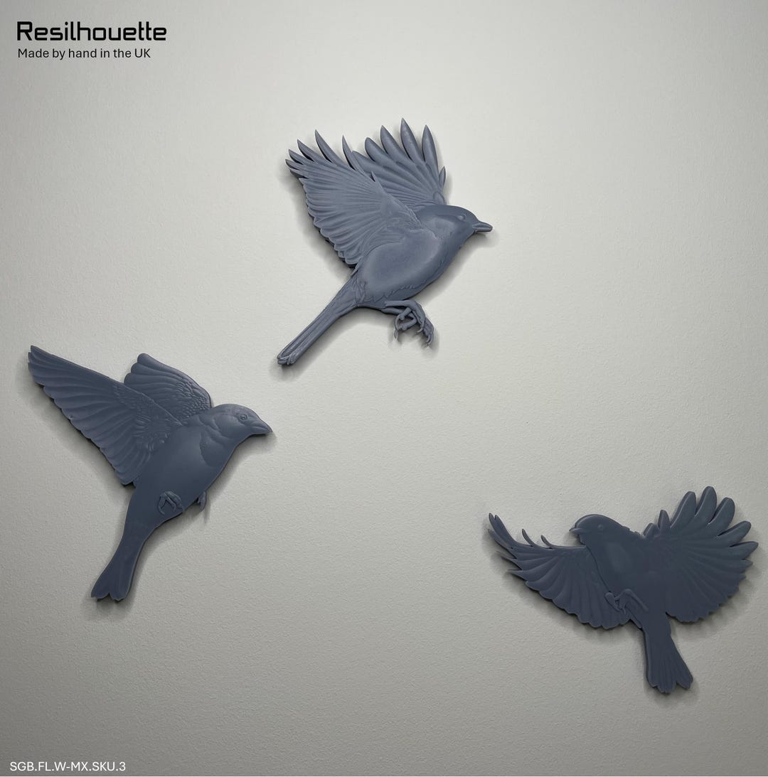 Small Garden Birds 3D Wall Art, Flock of Birds, Wall Decor, Flying Bird ...