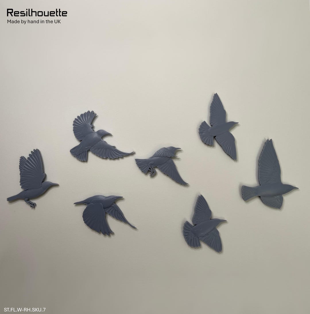 Starling Flock 3D Wall Art, Flock of Birds, Wall Decor, Flying Bird ...