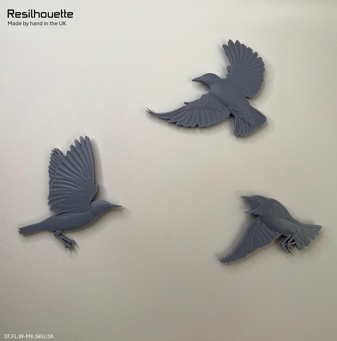 Starling Flock 3D Wall Art, Flock of Birds, Wall Decor, Flying Bird ...