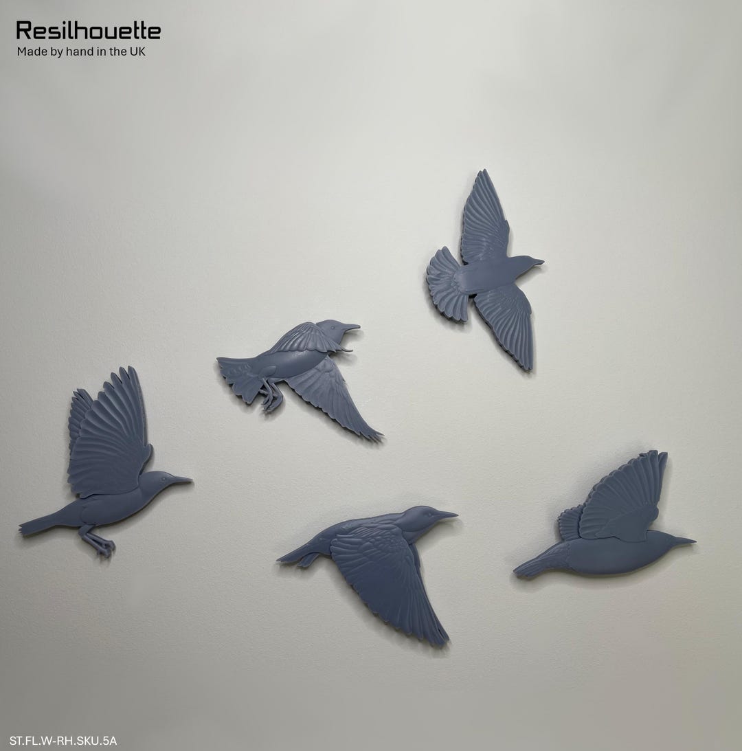 Starling Flock 3D Wall Art, Flock of Birds, Wall Decor, Flying Bird ...