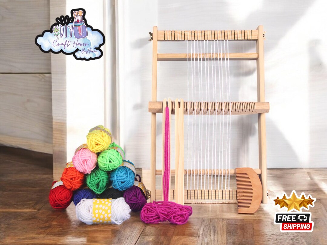 Wooden Weaving Loom Kit Beginner Tapestry Frame Complete Set With Tools ...