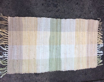 Handwoven Rag Rug Pastel Yellow Rose Blue Green - Etsy