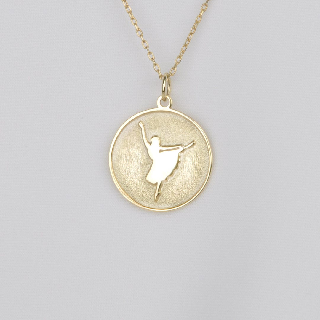 14k Gold Ballerina Necklace, Personalized Ballerina Pendant, Ballet ...