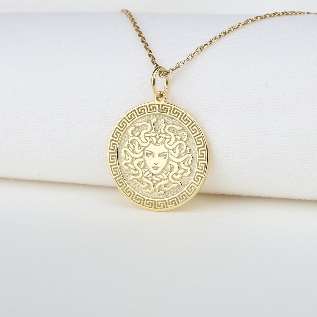 14k Gold Medusa Necklace, Personalized Medusa Pendant, Ancient Greek ...