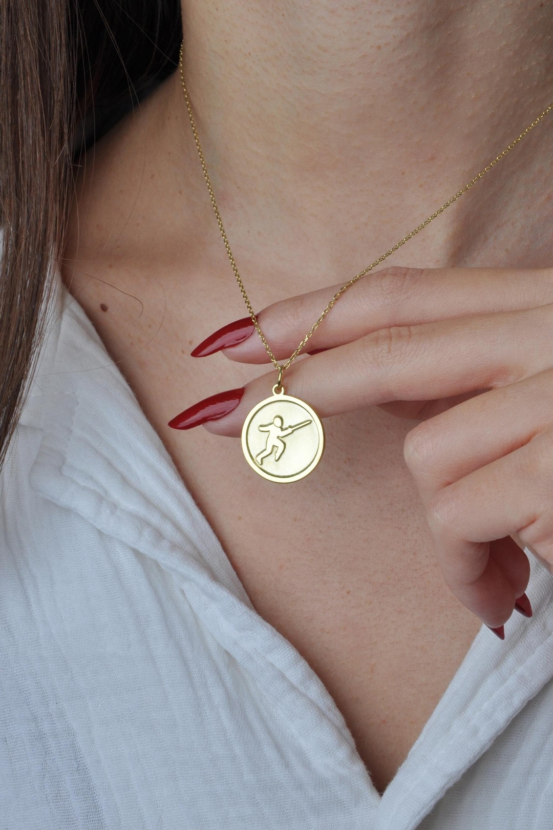 14k Gold Fencing Necklace, Personalized Fencing Pendant, Fencing Team ...