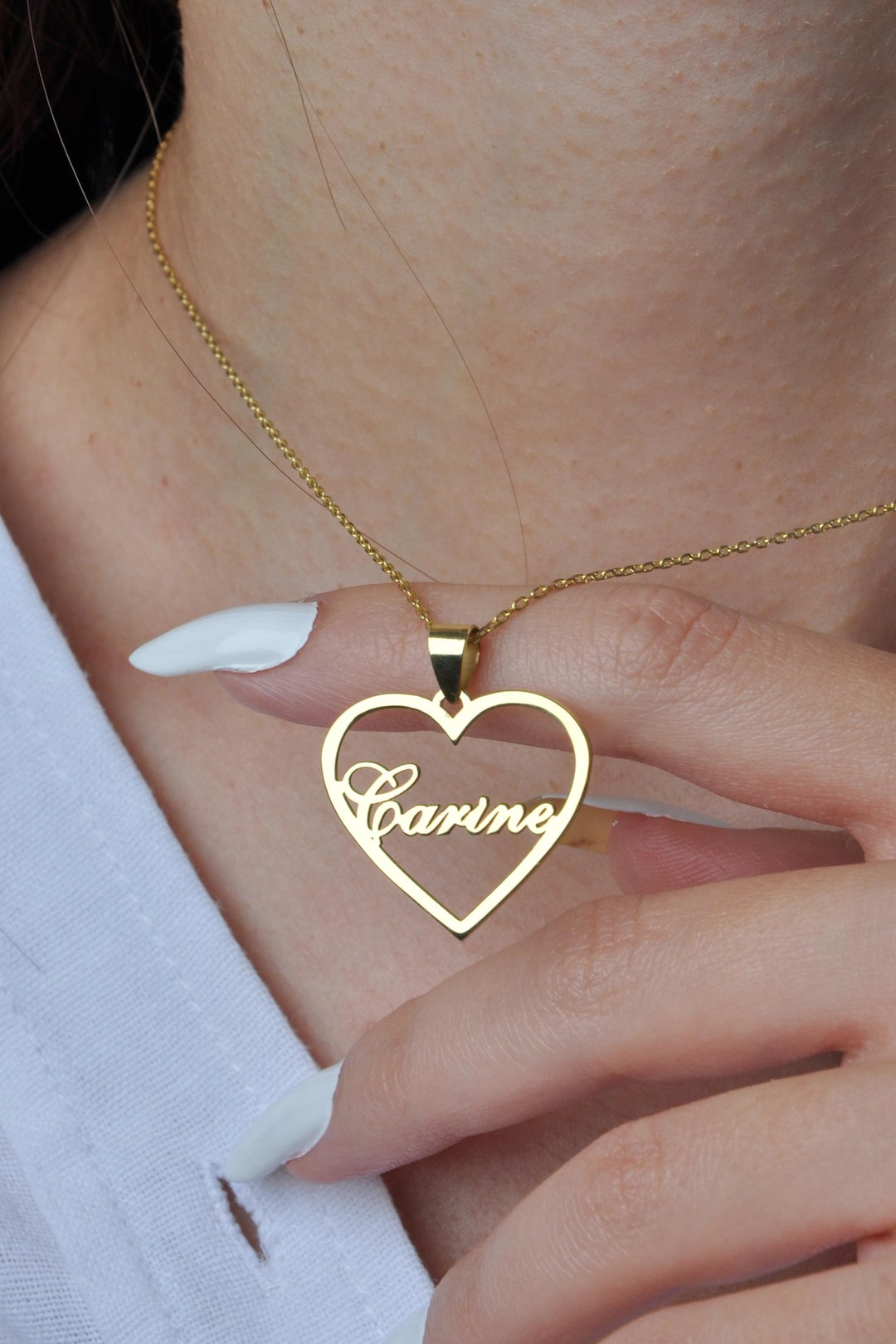 14k Gold Name Heart Necklace: Personalized Pendant Gift - Etsy