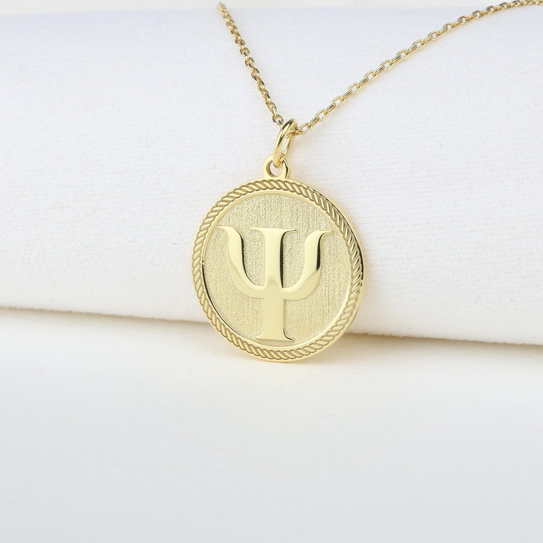 14k Gold Psychology Symbol Necklace: Personalized PSI Pendant - Etsy