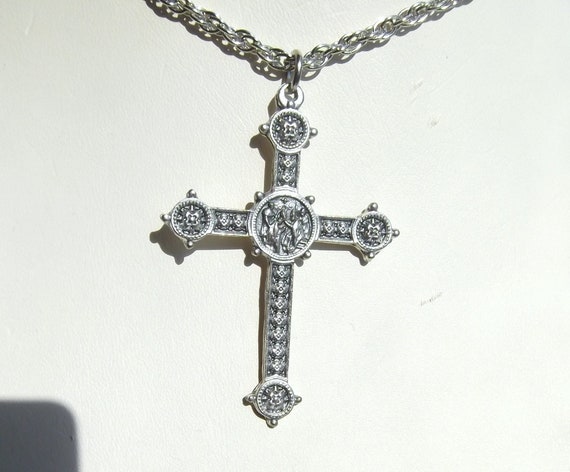 Papal Ferula Crucifix Silver Necklace - Etsy